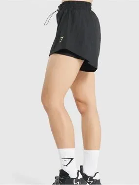 Gymshark | Shorts | Gymshark Black Athletic Running Shorts With Yellow ...